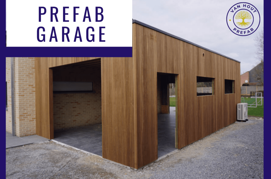 Prefab garage van hout, betaalbaar en snel geplaatst.
